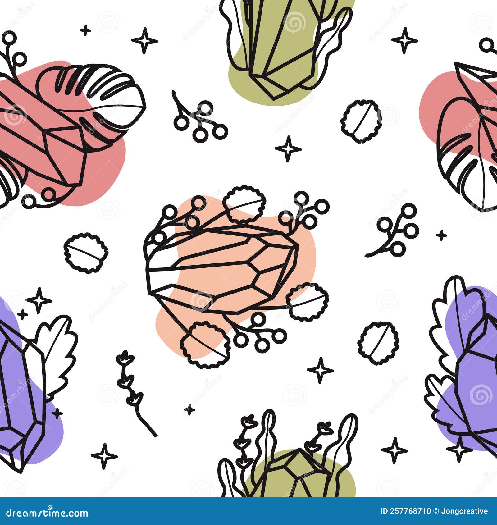 Handdrawn Aesthetic Gemstone Pattern Seamless Stock Vector ...