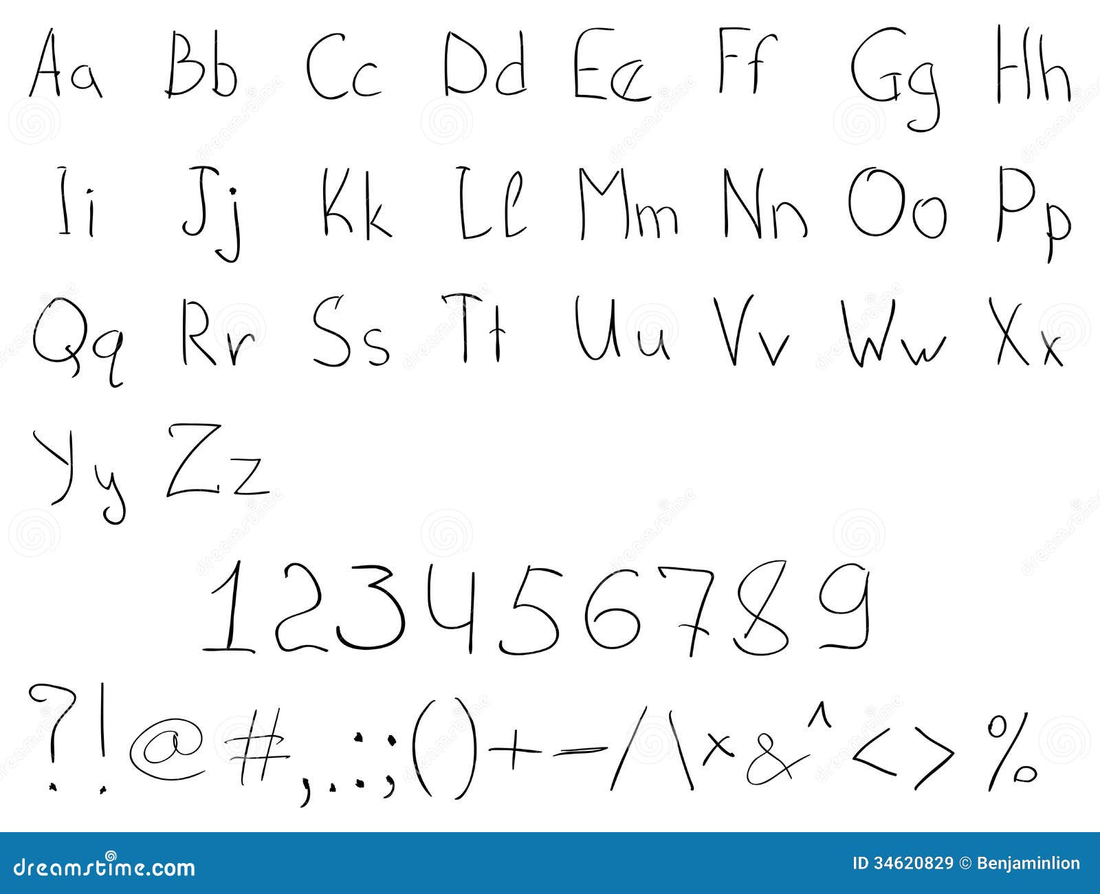 Handdrawn Alphabet stock vector. Illustration of classic - 34620829