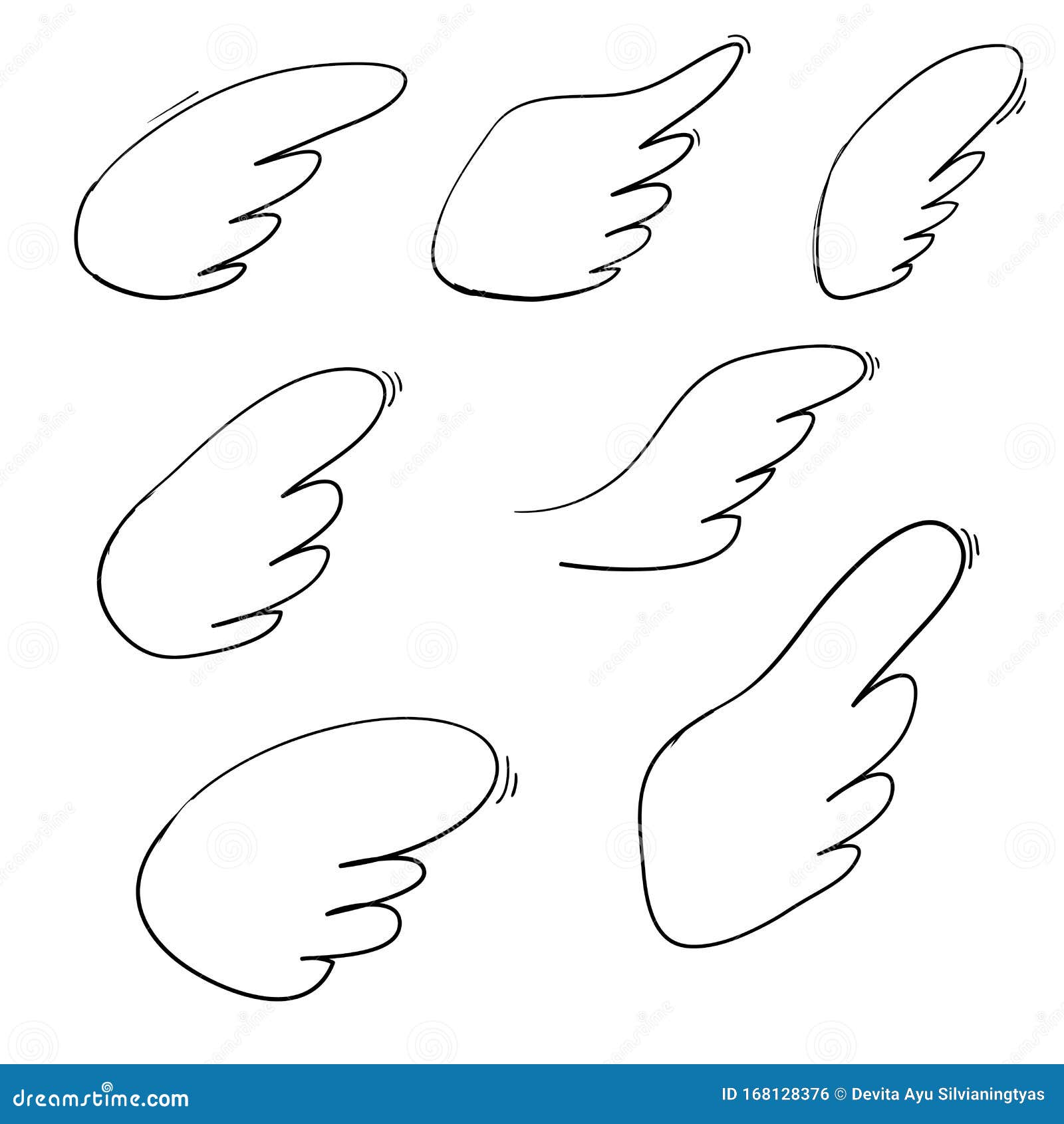 Handdrawn Angel Wing Doodle Illustration Icon Stock Vector ...