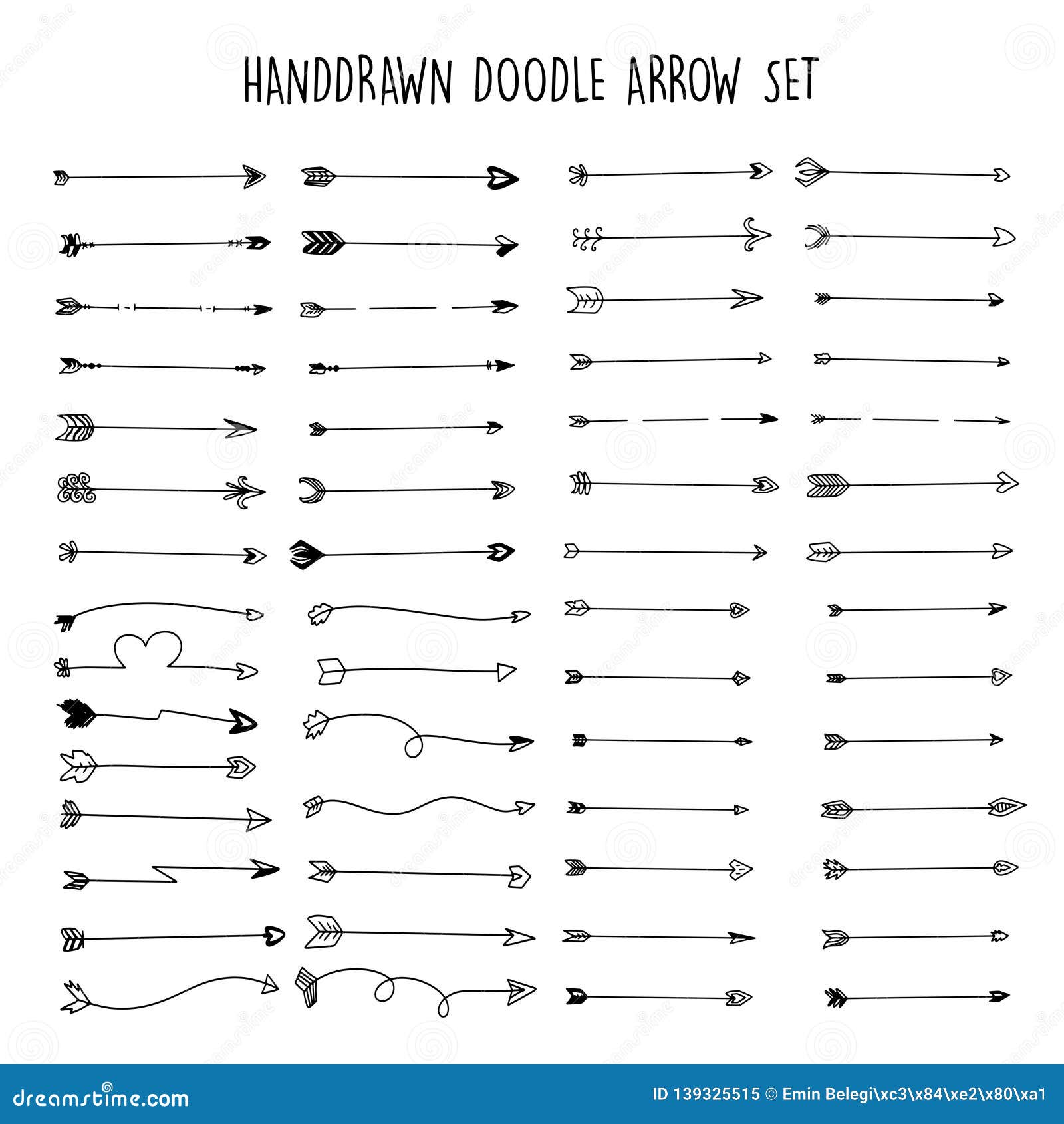 Handdrawn Archery Arrows, Borders Set Collection Stock Illustration ...