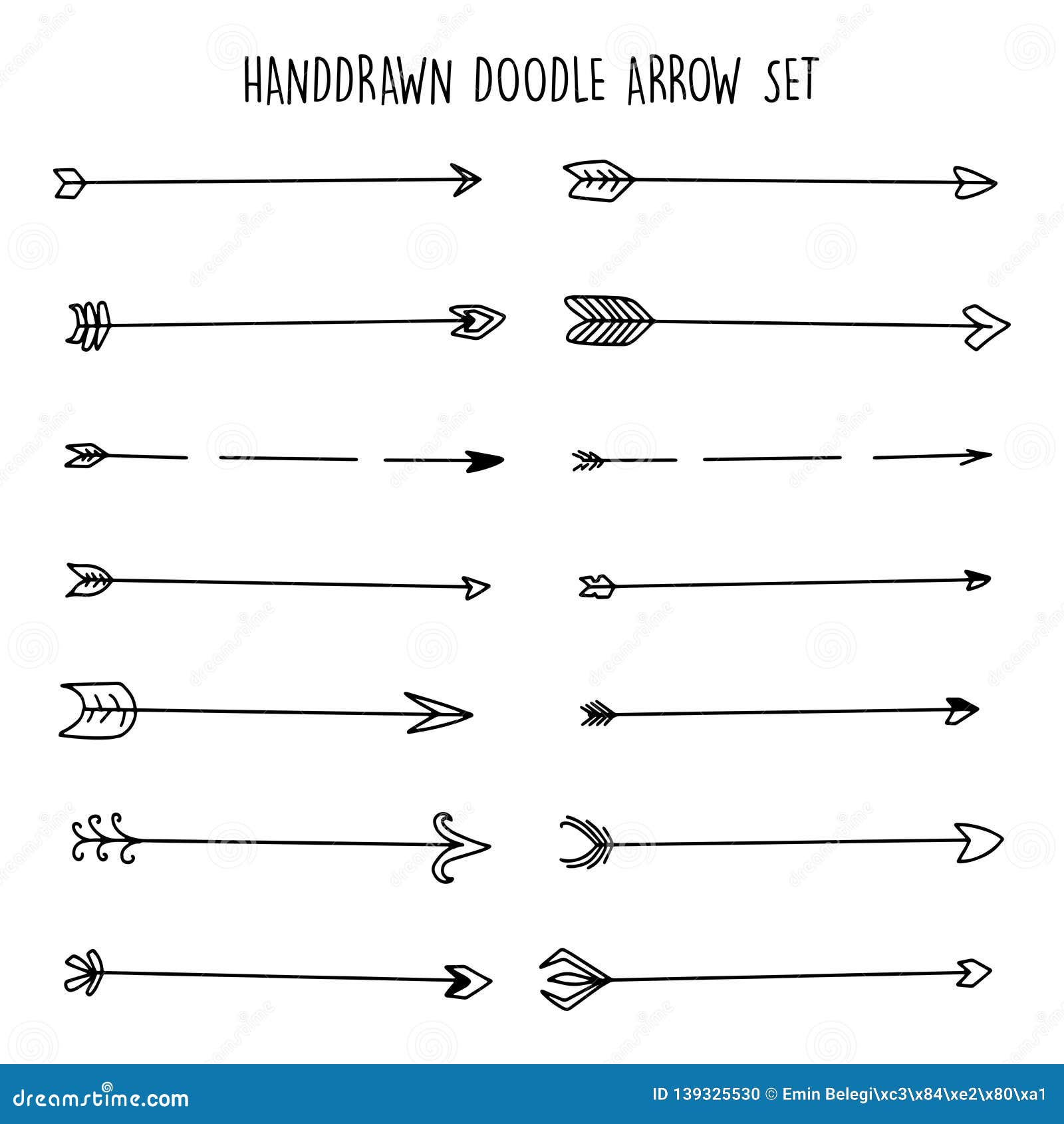 Handdrawn Archery Arrows, Borders Set Collection Stock Illustration ...