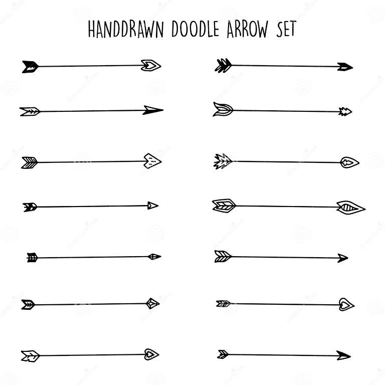 Handdrawn Archery Arrows, Borders Set Collection Stock Illustration ...