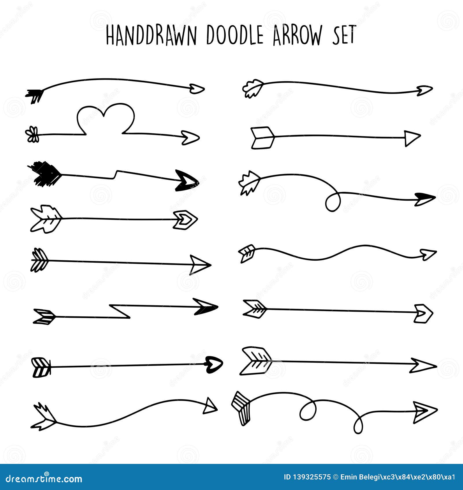 Handdrawn Archery Arrows, Borders Set Collection Stock Vector ...