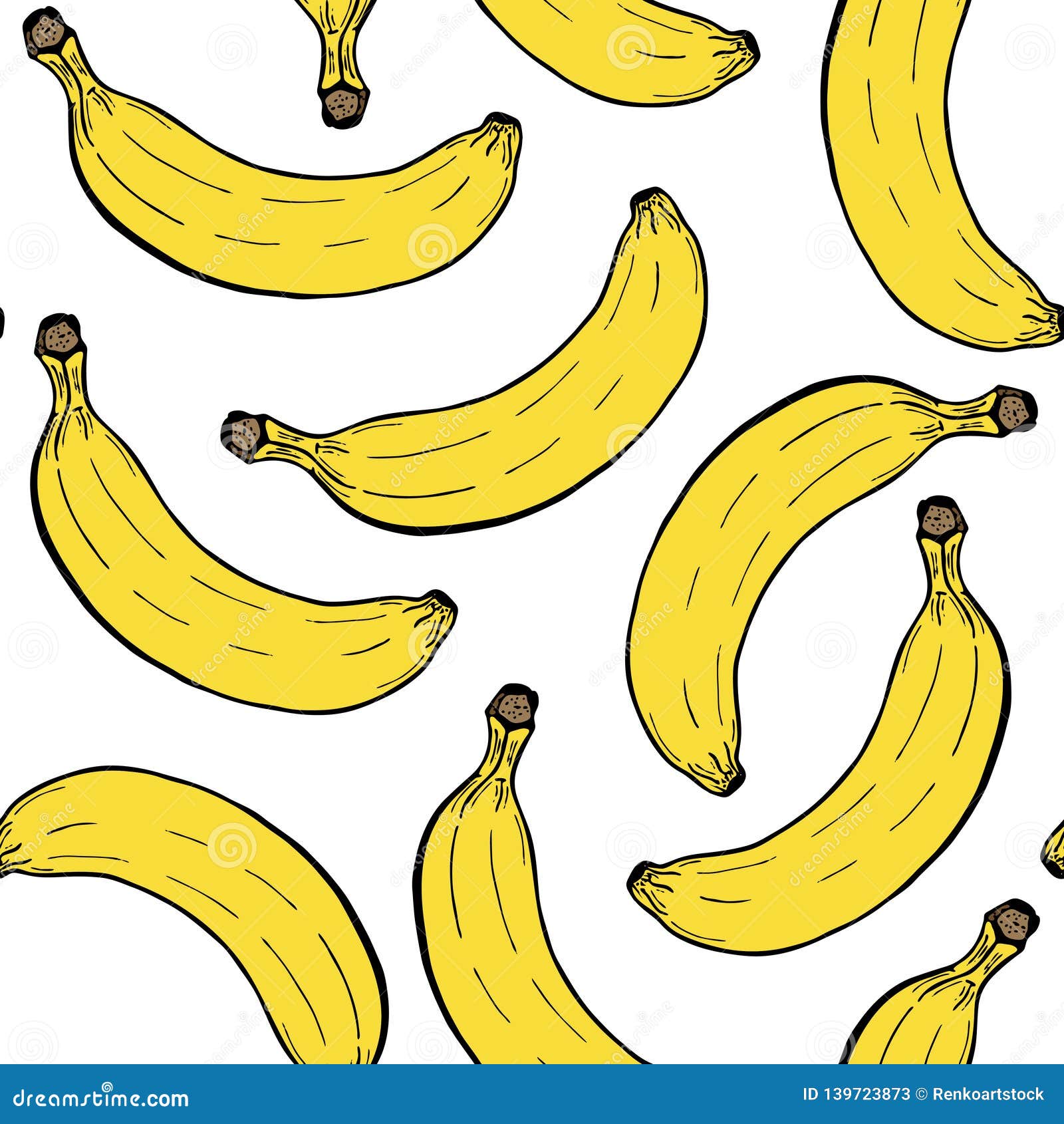 Handdrawn Banana Pattern stock vector. Illustration of drawing - 139723873