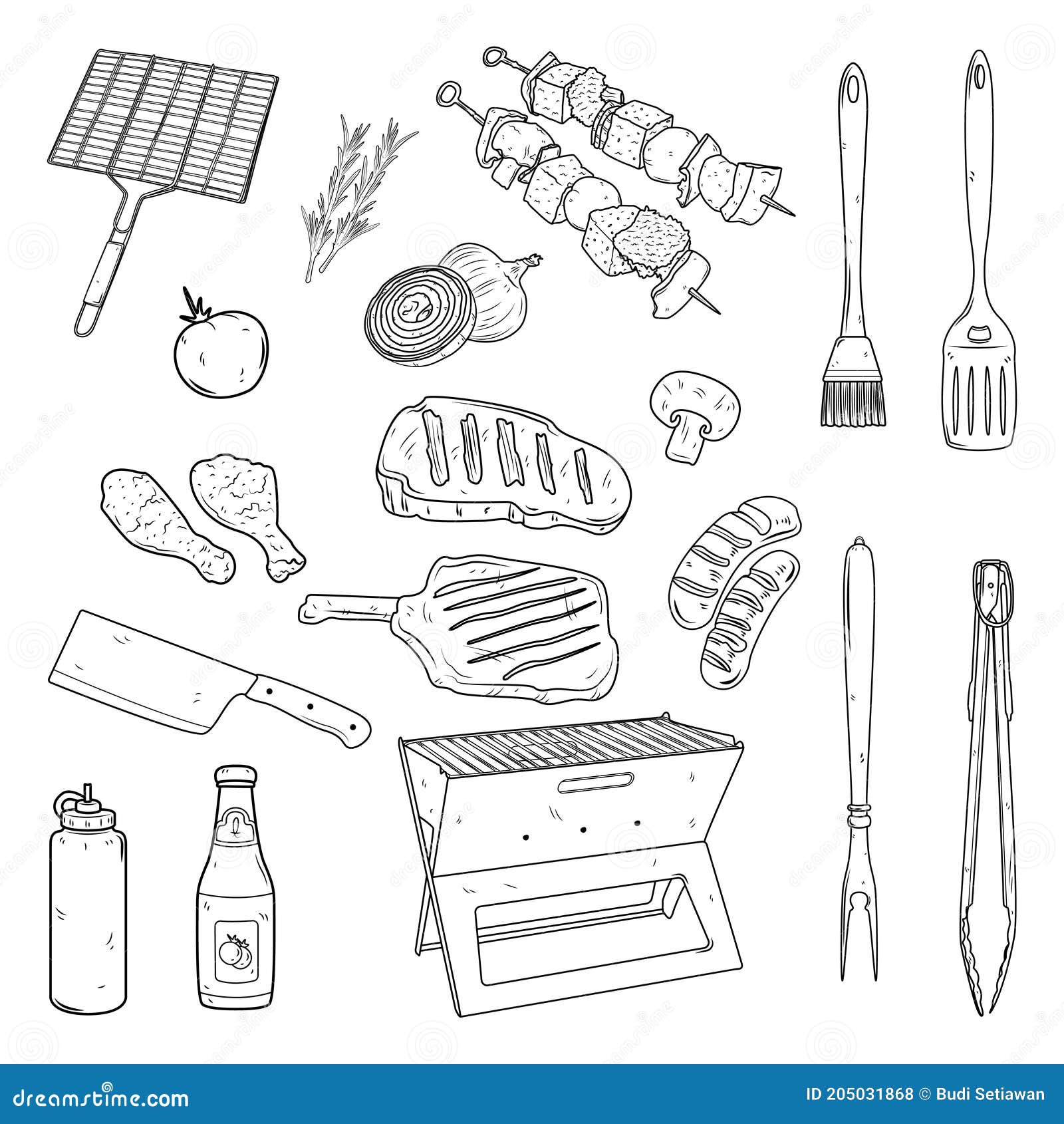 Handdrawn Barbeque Doodle Set Stock Vector - Illustration of doodle ...