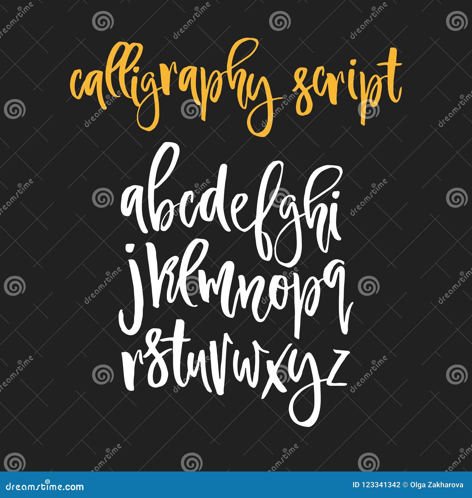 Handdrawn Calligraphic Alphabet Stock Vector - Illustration of element ...