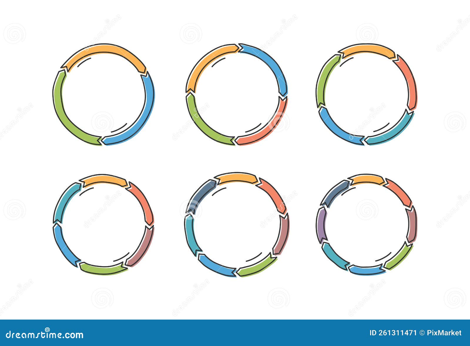 Handdrawn Circle Arrows stock vector. Illustration of graphic - 261311471