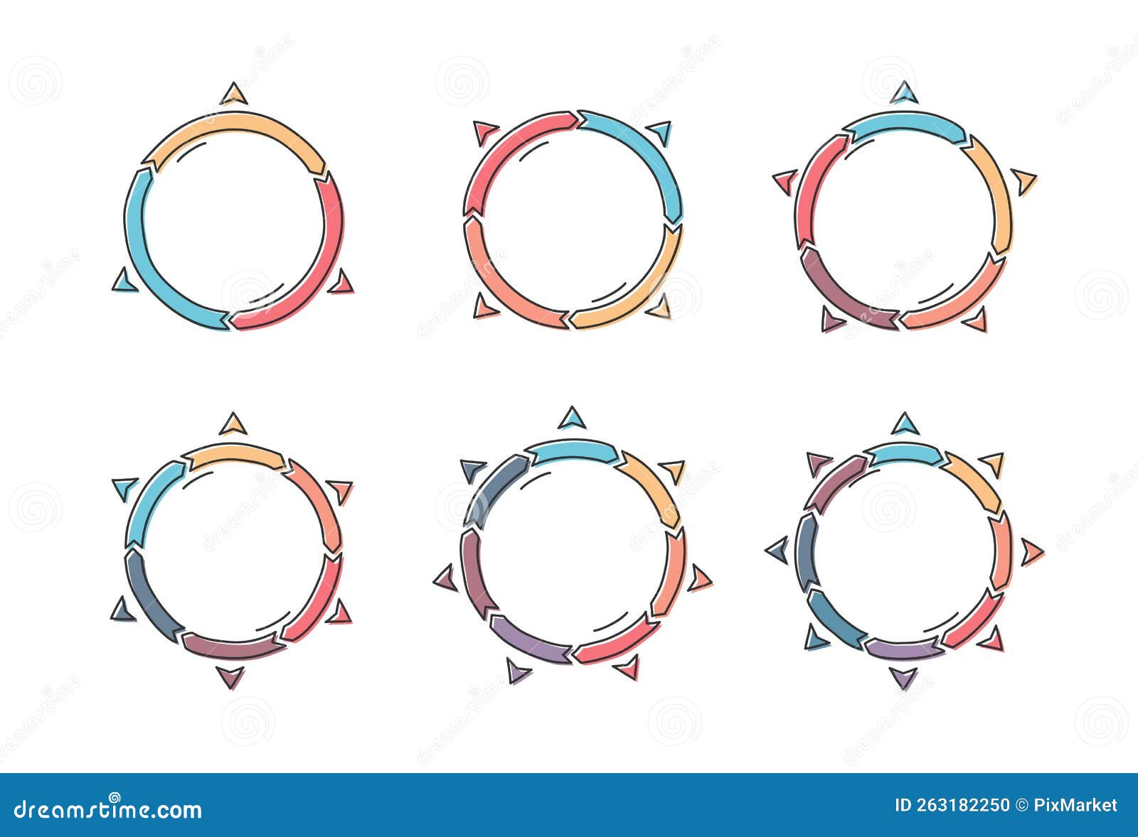 Handdrawn Circle Arrows stock vector. Illustration of drawn - 263182250