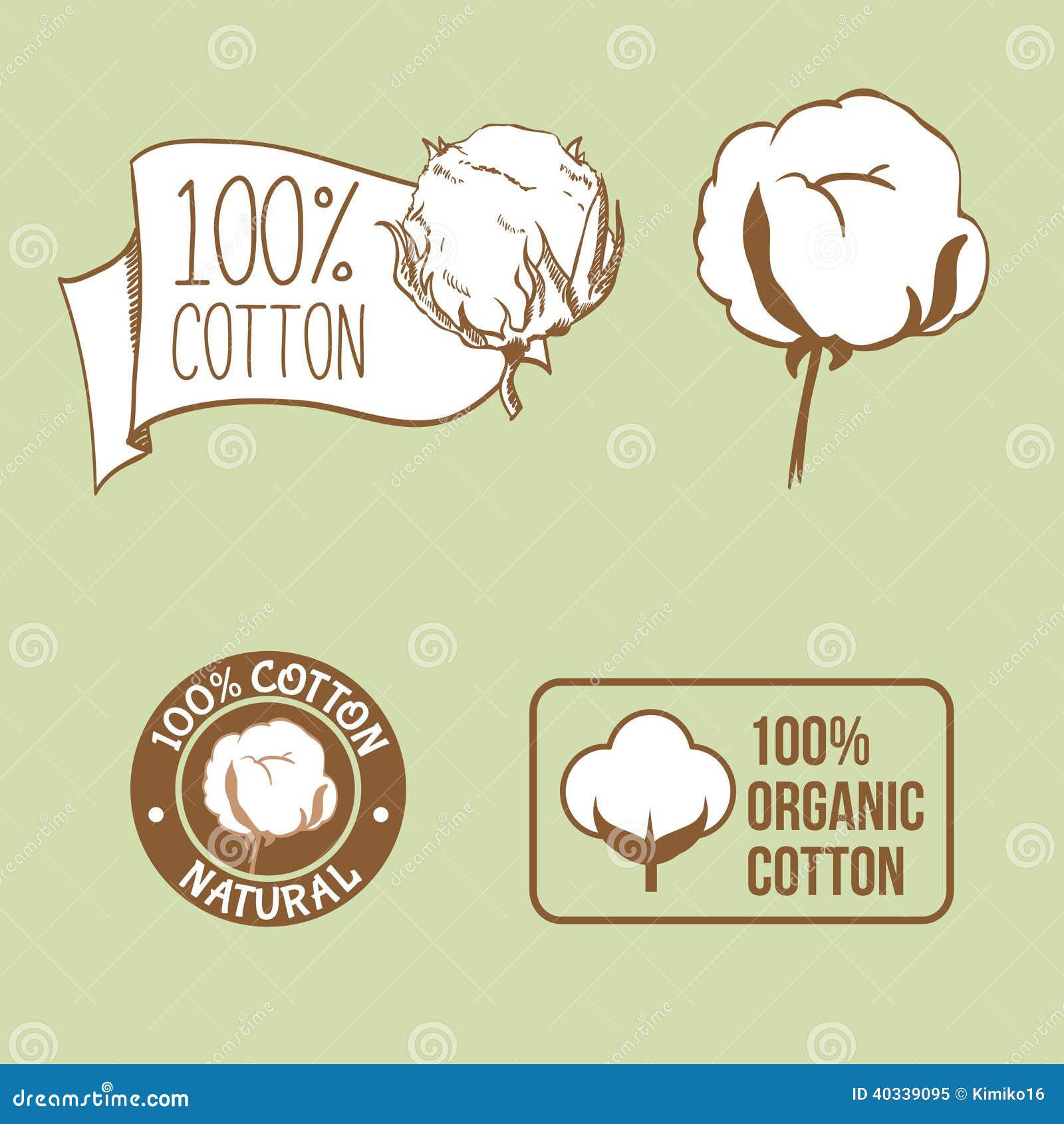 Handdrawn Cotton Label for Cloth Stock Vector - Illustration of clothes ...