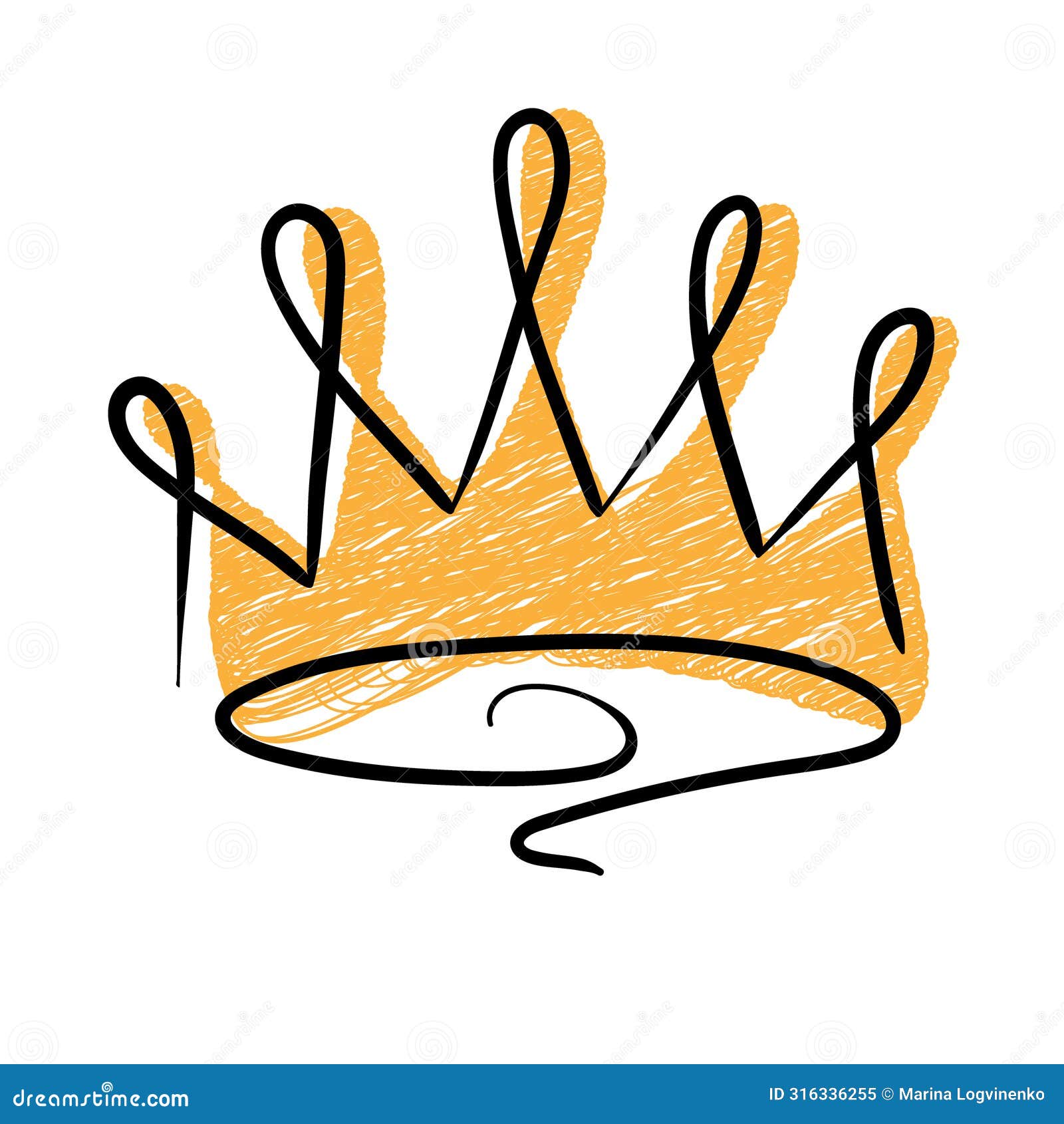 Handdrawn Crown in Brush Stroke Texture Paint Style.Crown Doodle Icon ...