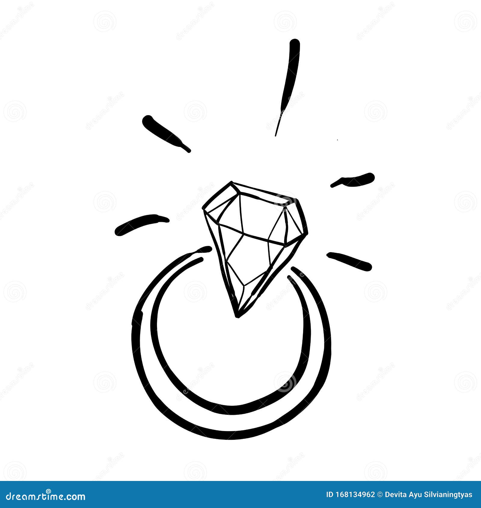 Handdrawn Doodle Diamond Ring Illustration Cartoon Style Stock Vector ...