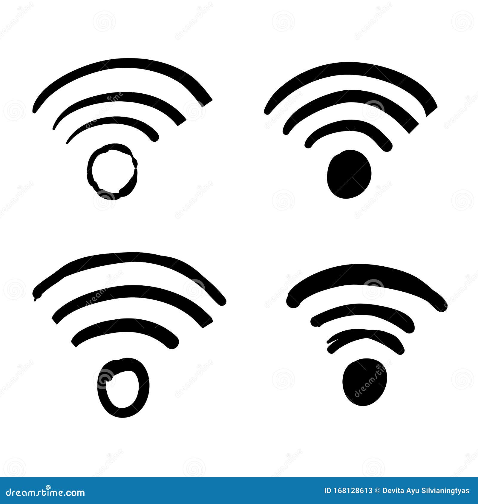 Handdrawn Doodle Wifi Icon Collection Stock Vector - Illustration of ...