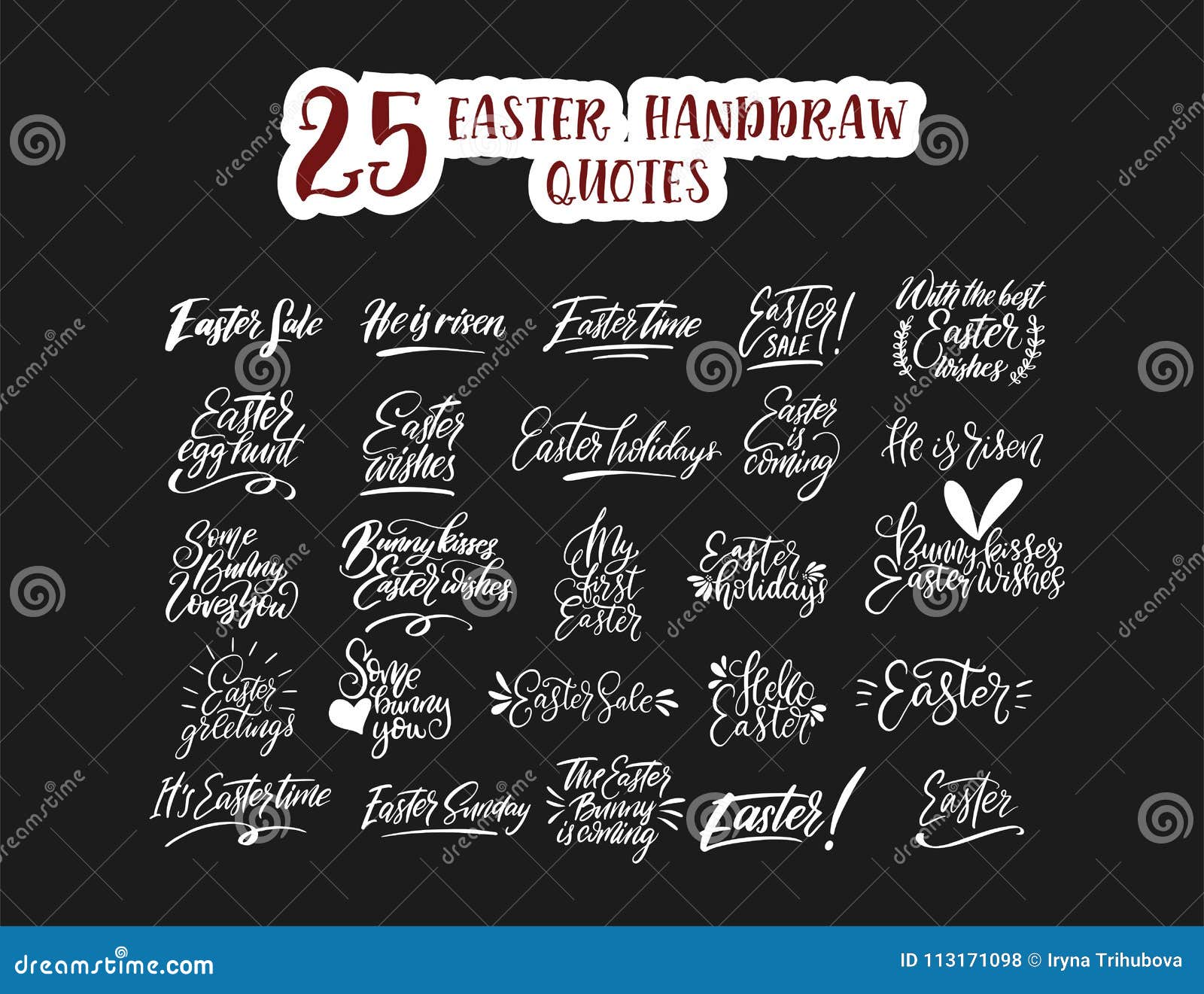 Handdrawn Easter Vector Lettering Set. Stock Vector - Illustration of easter, calligraphic ...