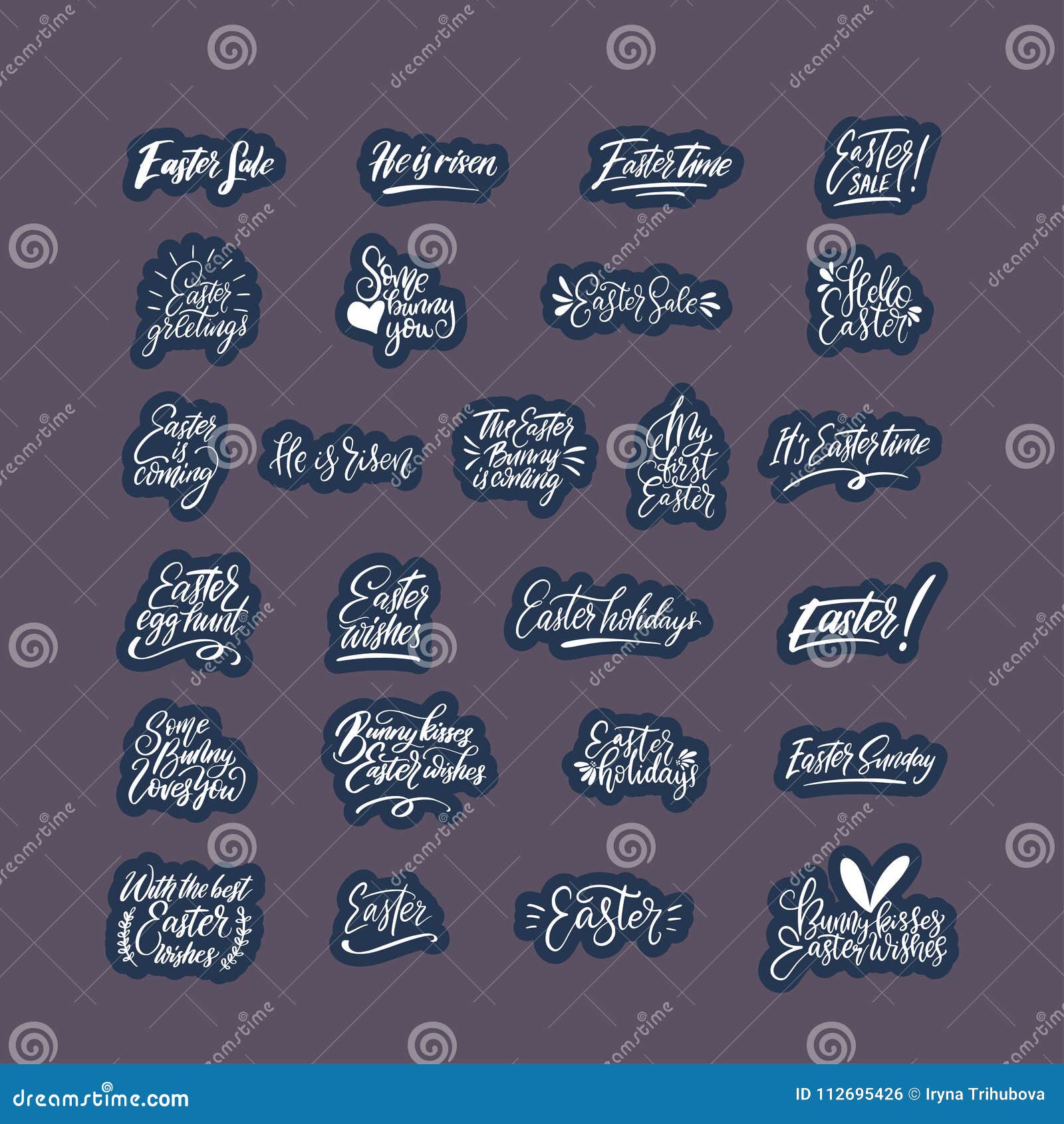 Handdrawn Easter Vector Lettering Set. Stock Vector - Illustration of abstract, collection ...