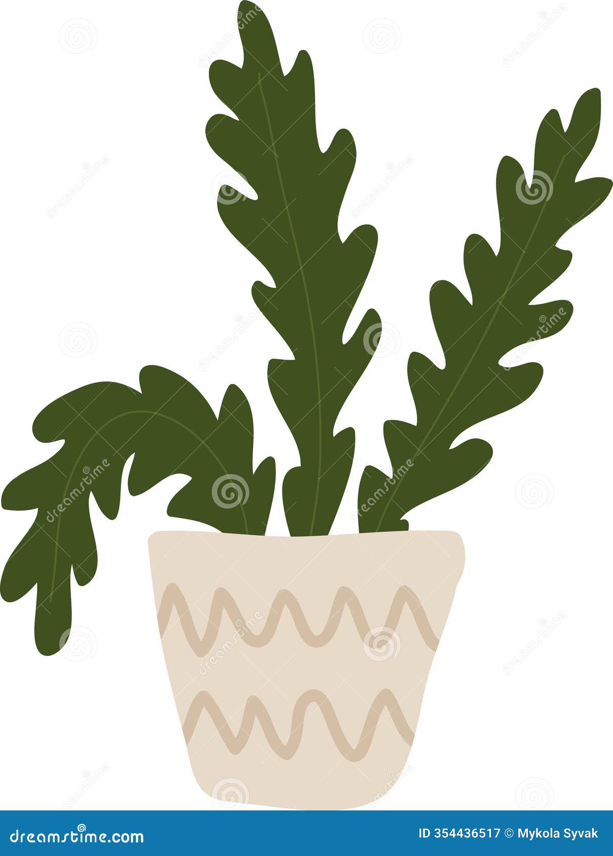 Handdrawn Home Pot Plant stock illustration. Illustration of decor ...