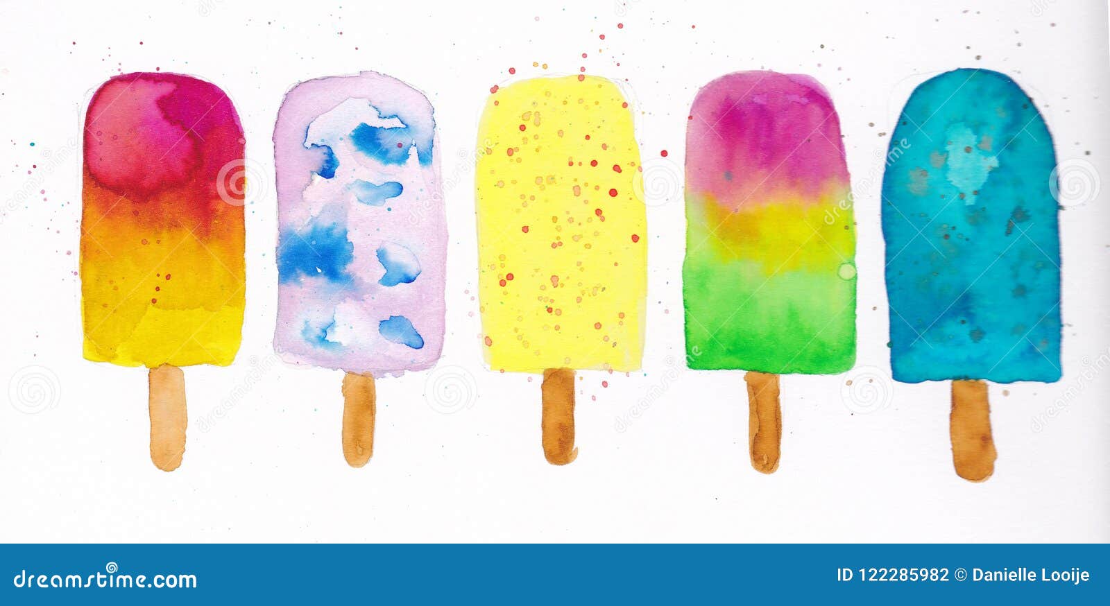 Handdrawn Illustration of a Set of Popsicles Stock Illustration ...
