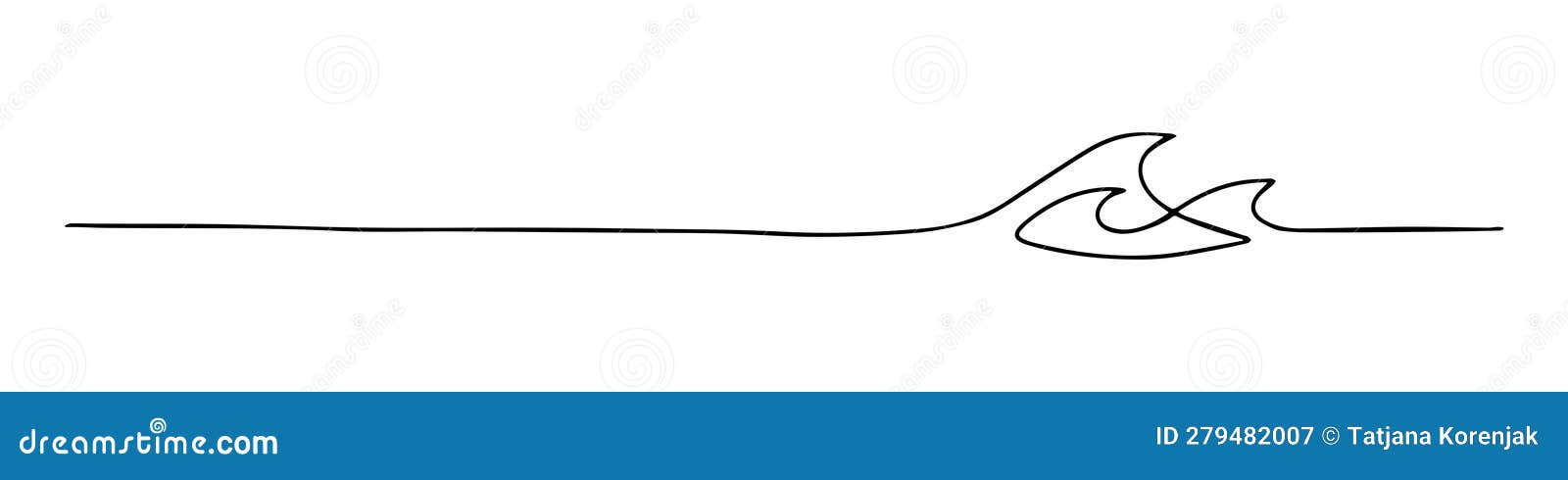 Handdrawn Line of a Sea Wave. Stock Vector - Illustration of beach ...