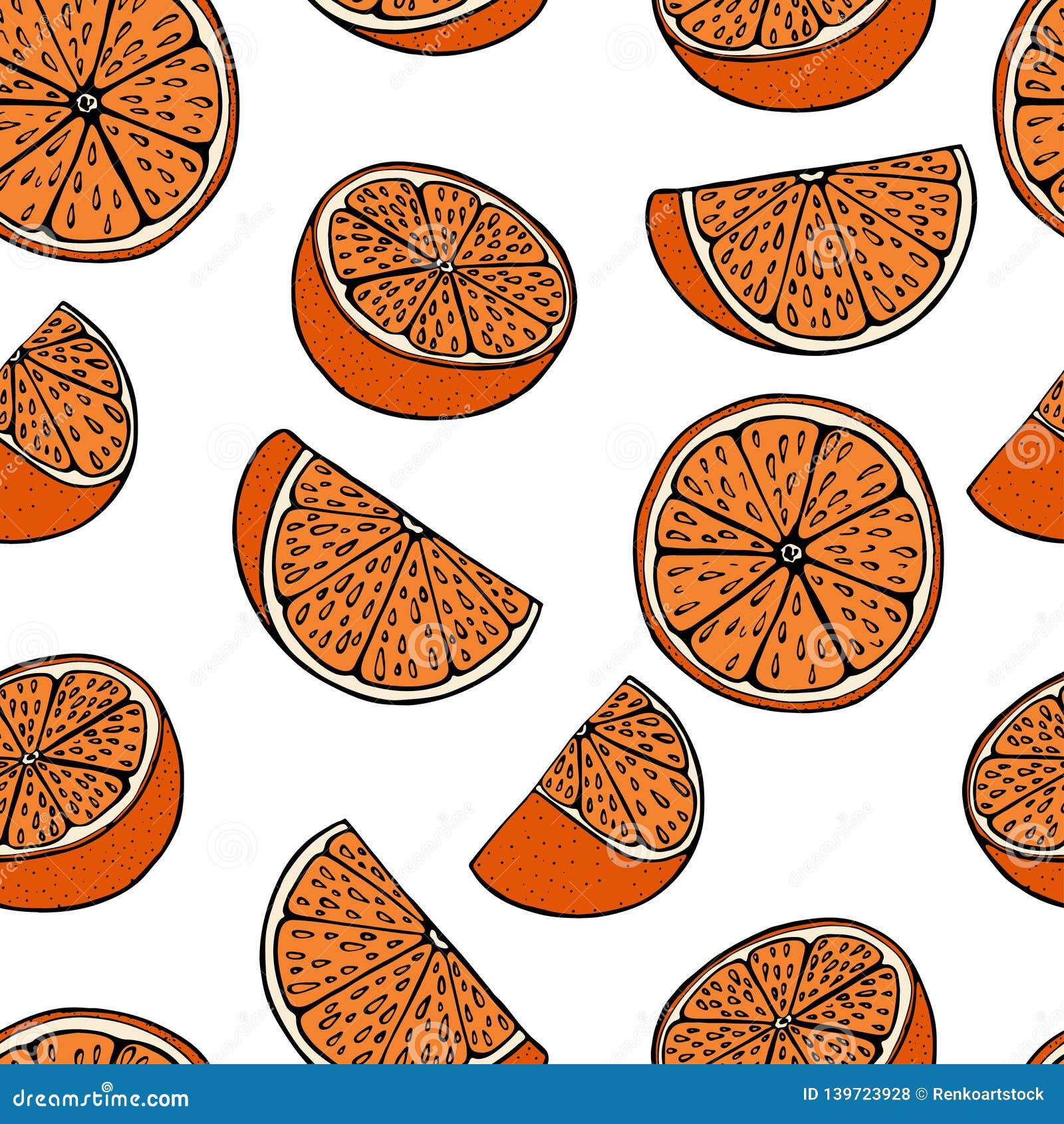 Handdrawn Orange Fruit Pattern Stock Vector - Illustration of fresh ...