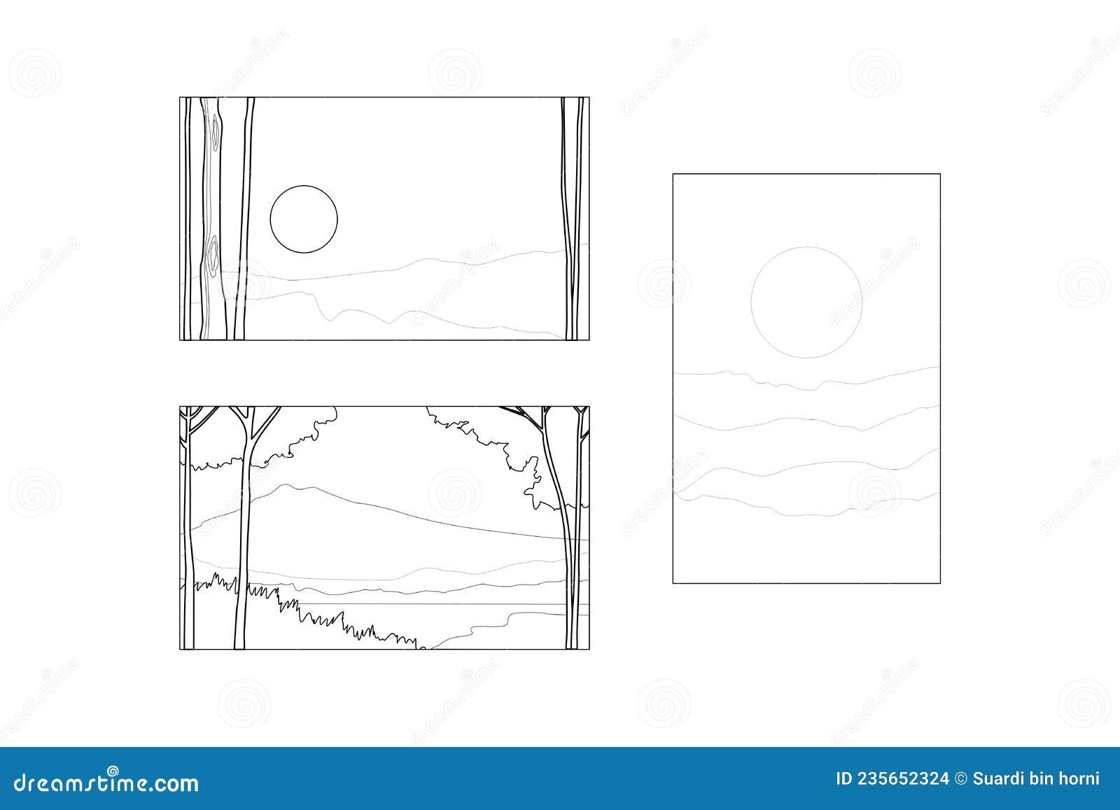 Handdrawn Outline Sketch of Basic Landscape Stock Illustration ...