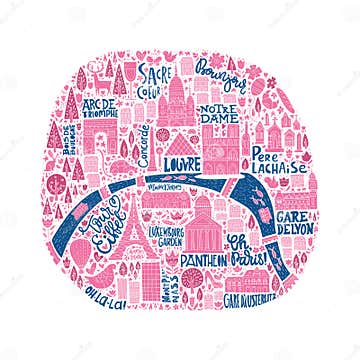 Handdrawn Paris Map stock vector. Illustration of culture - 84906452