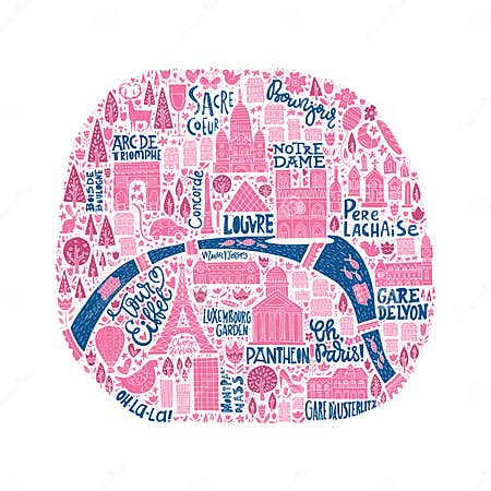 Handdrawn Paris Map stock vector. Illustration of culture - 84906452
