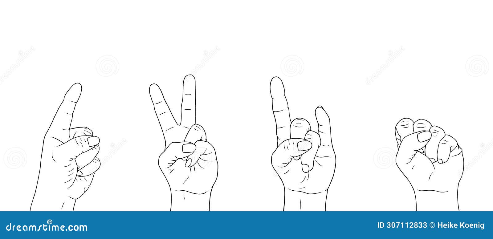 Handdrawn Pencil Sketch of 4 Hands Stock Image - Illustration of ...
