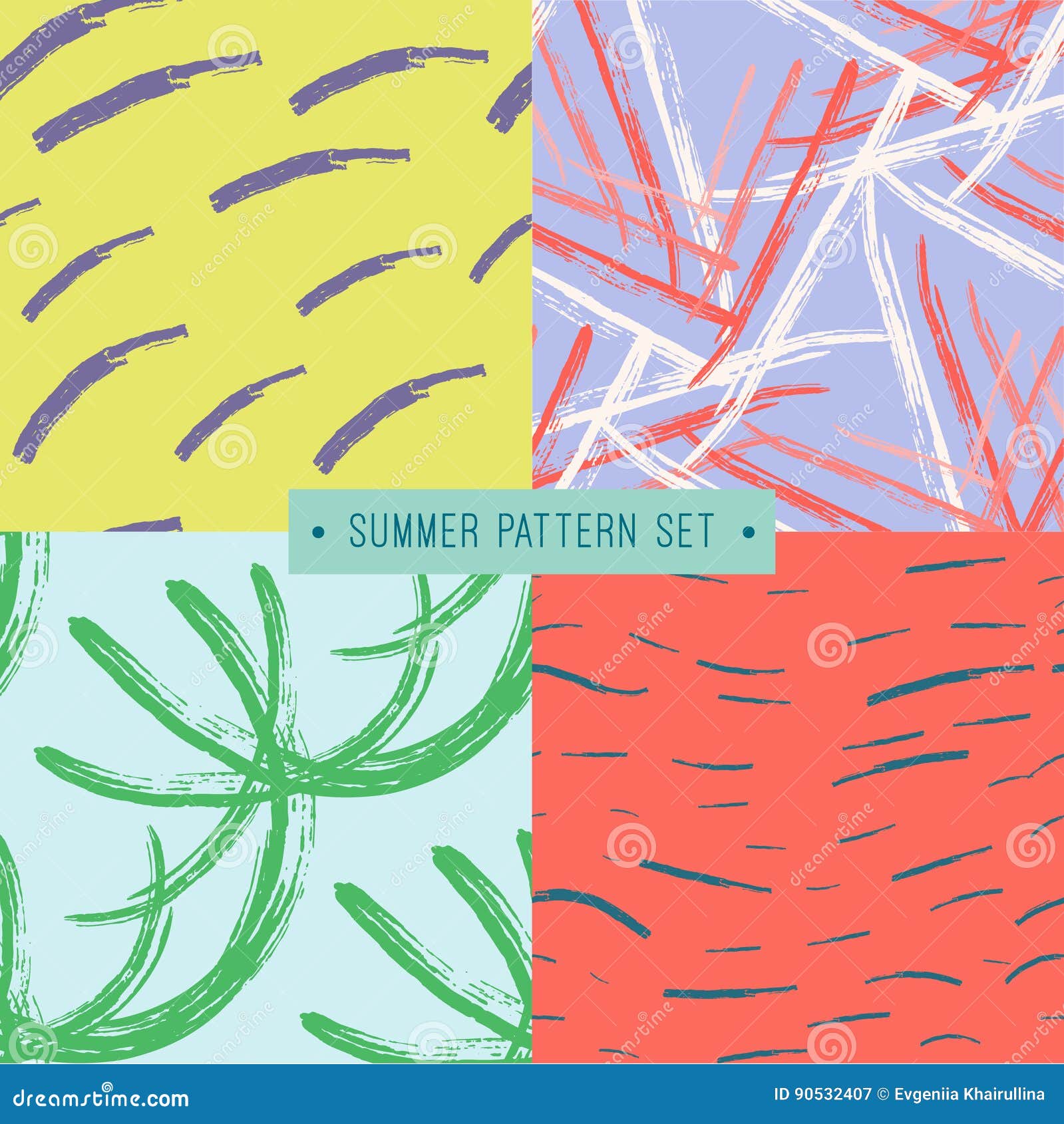 Handdrawn Seamless Summer Pattern Collection Stock Vector ...