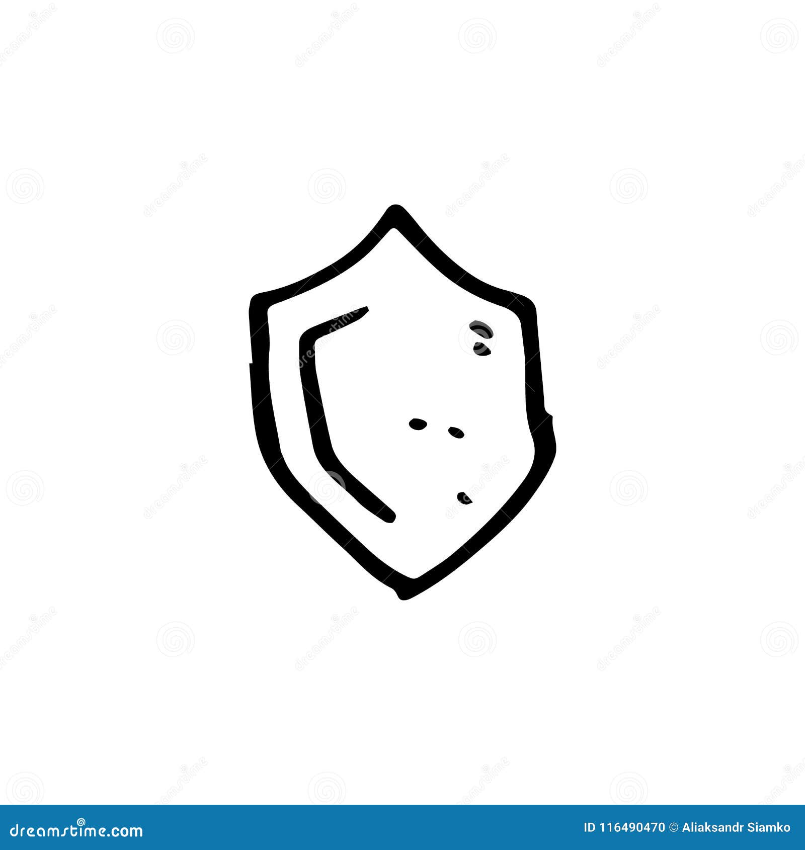 Handdrawn Shield Doodle Icon Hand Drawn Black Sketch Sign Symbol Decoration Element White