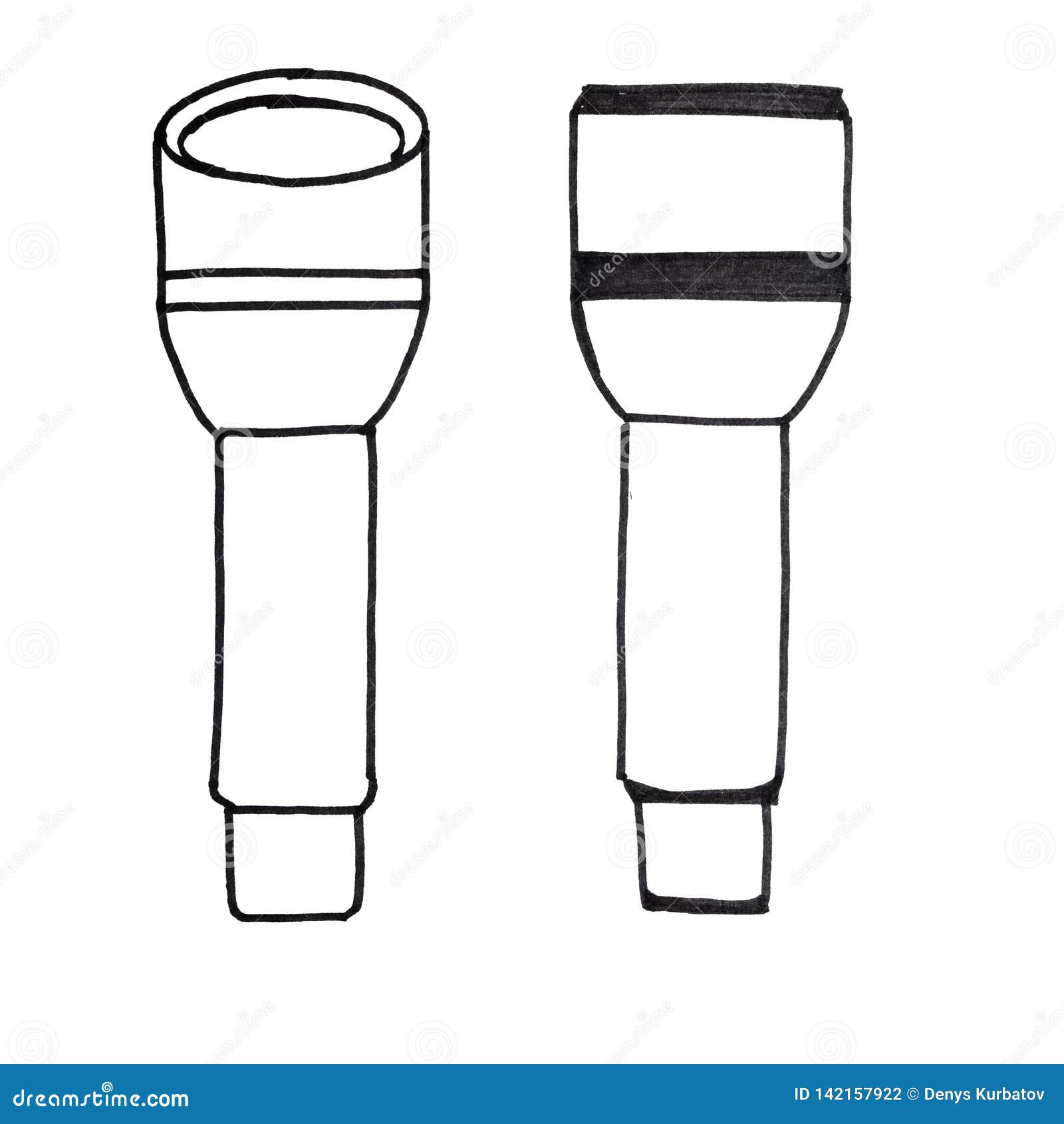 Sketch of two flashlights stock illustration. Illustration of graphic ...