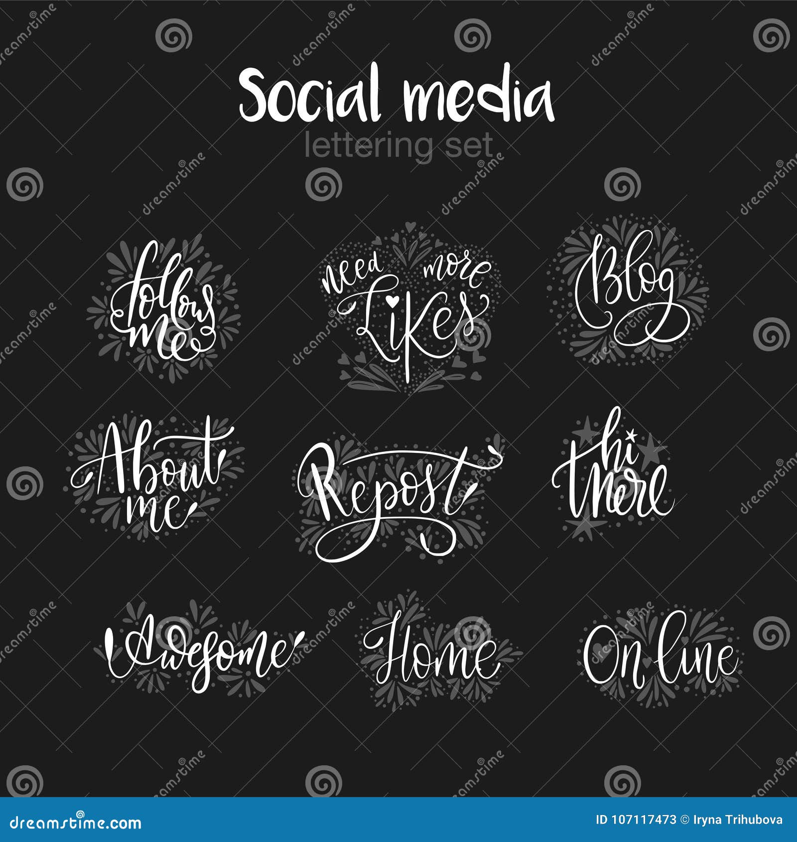 Social Media Lettering Set. Stock Vector - Illustration of media ...