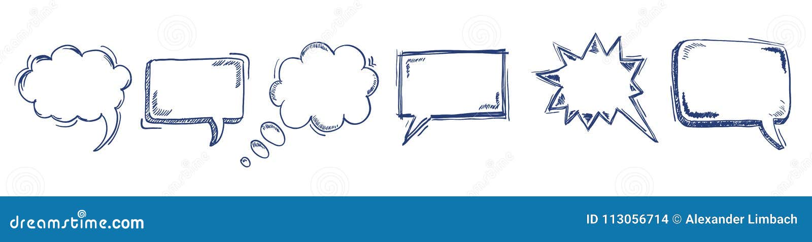 Handdrawn Speech Bubbles Header Stock Vector - Illustration of drawn ...