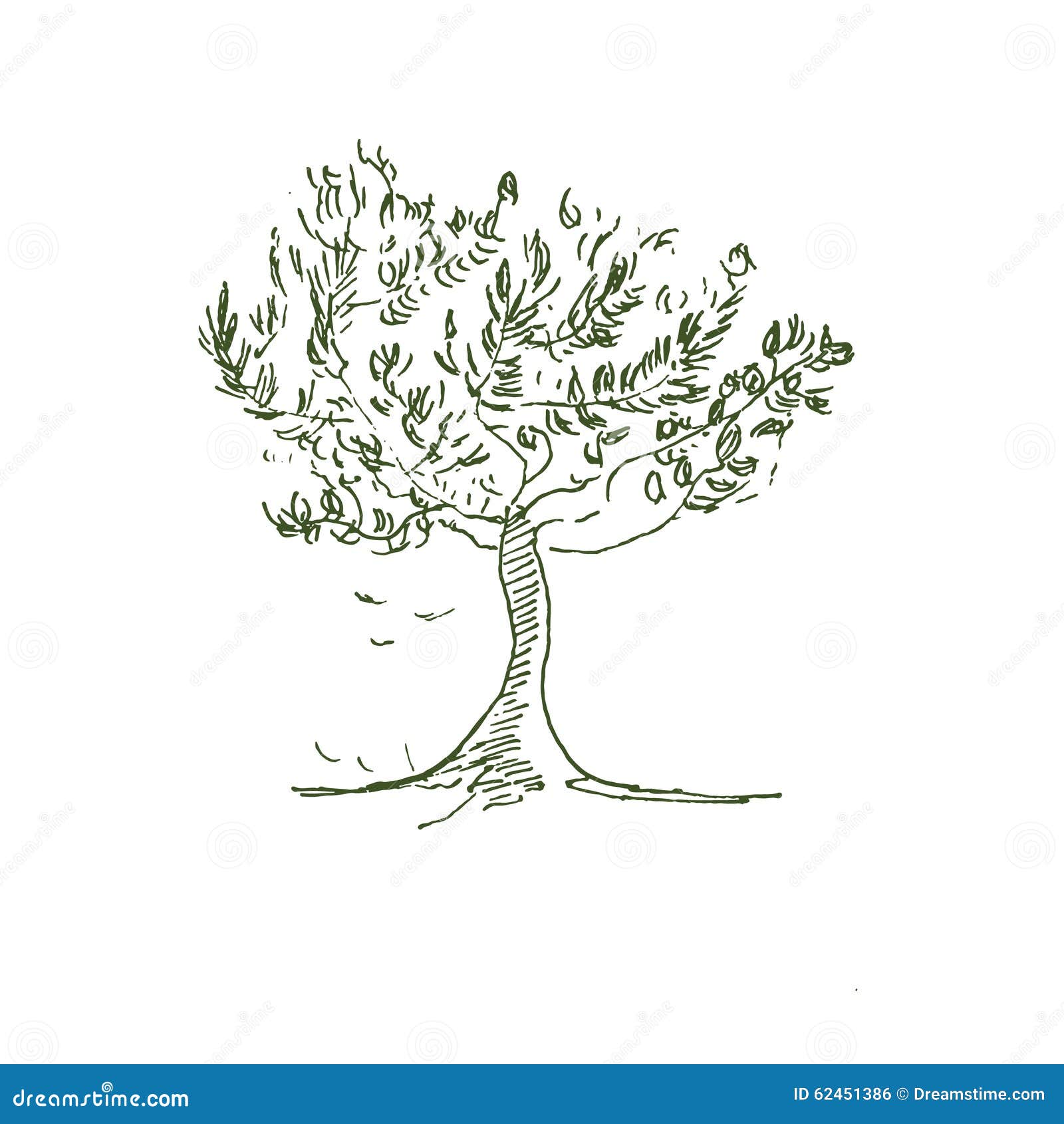 Handdrawn tree stock illustration. Illustration of sketchy - 62451386