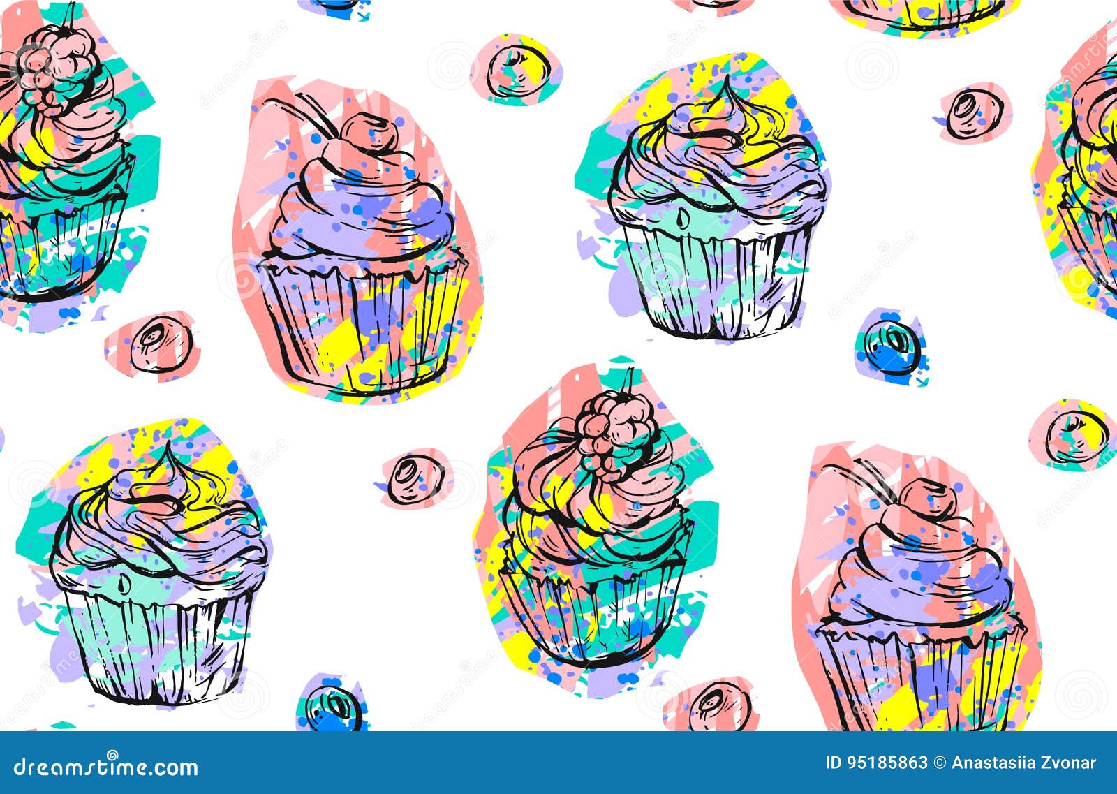 Handdrawn Vector Abstract Seamless Artistic Abstract Creative Colorful ...