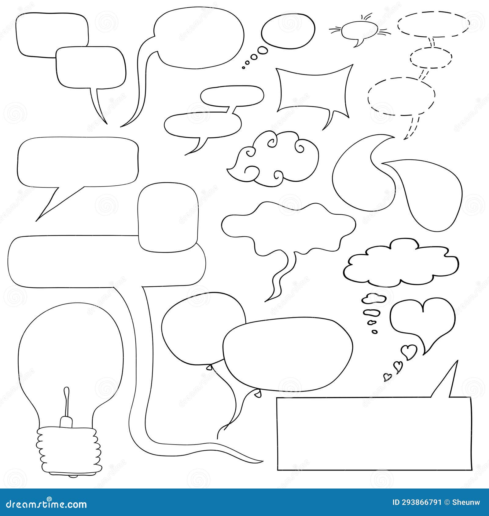 Handdrawn Vector Dialog Windows, Frames, Light Bulb Idea. Stock Vector ...