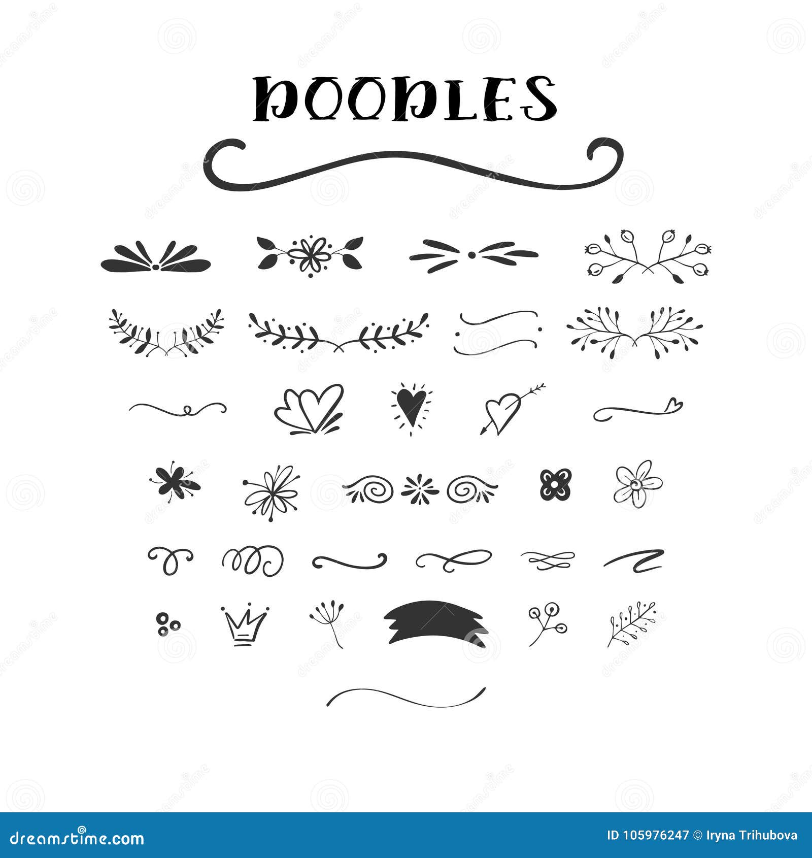 Handdrawn Vector Doodle Set. Stock Vector - Illustration of element ...