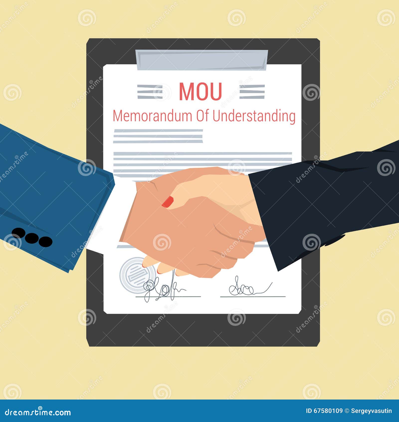 Handdruk - Memorandum Van Overeenstemming Vector Illustratie ...