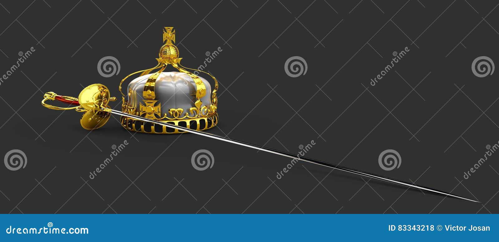 Handed Medieval Knight Sword and Crown Illustration Isolated Stock ...