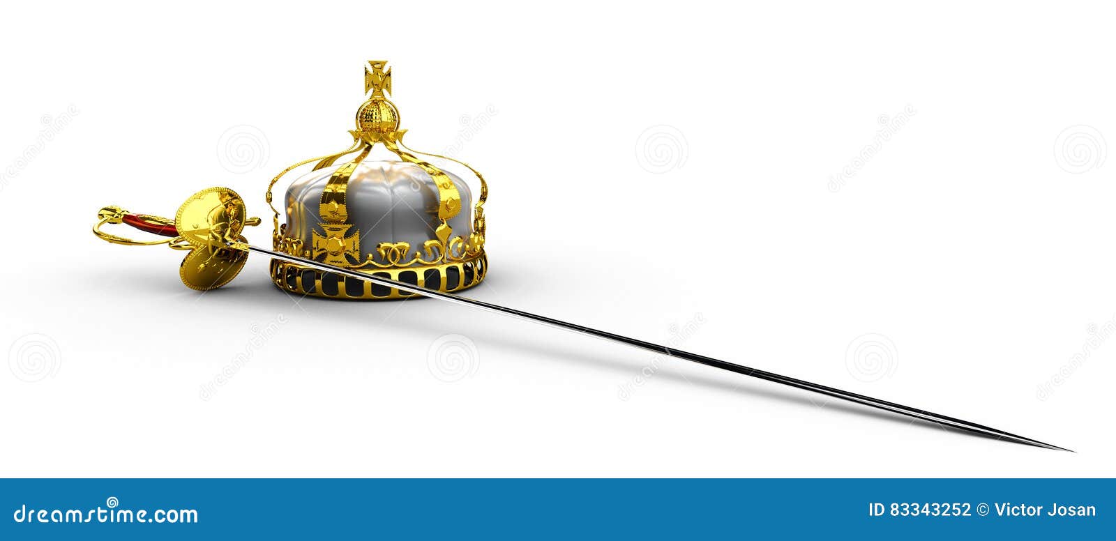 Handed Medieval Knight Sword and Crown Illustration Isolated Stock ...