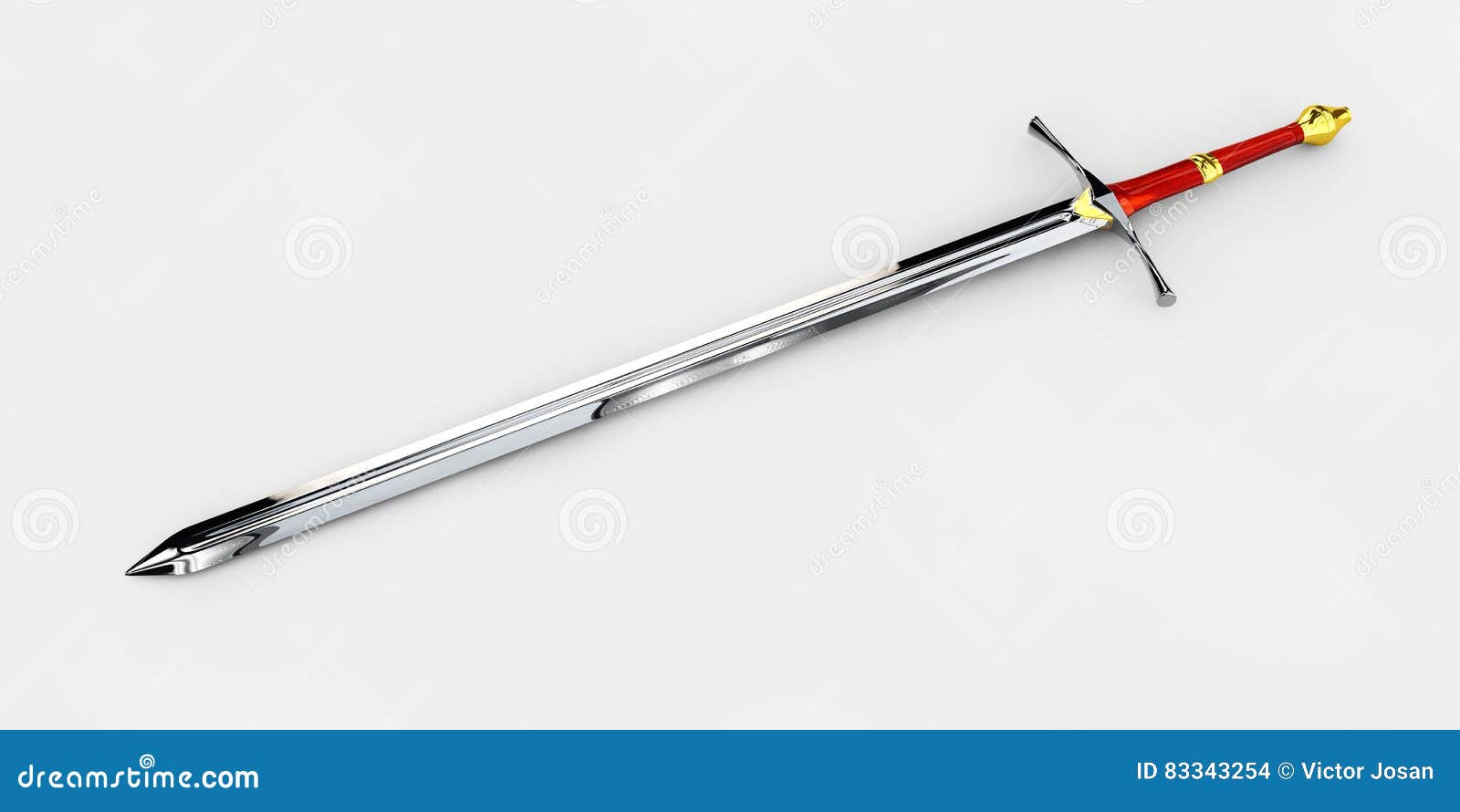 Knight Sword And Cavalry Saber With Gold Handle Isolated On White ...