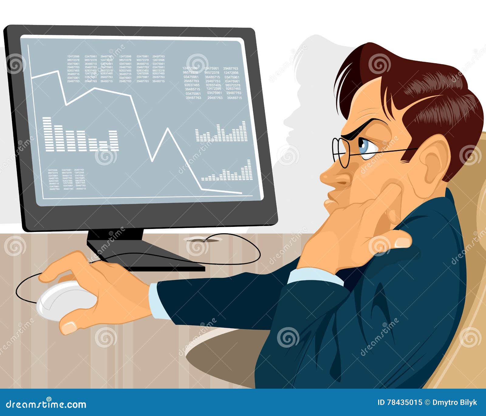 Handelaar met monitor vector illustratie. Illustration of computer ...