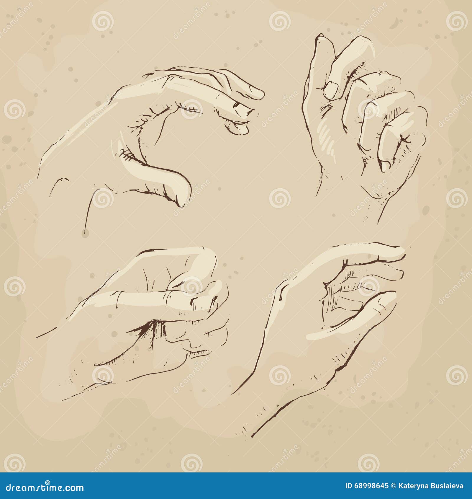 Handen Die Realistische Schets Trekken Vector Illustratie ...
