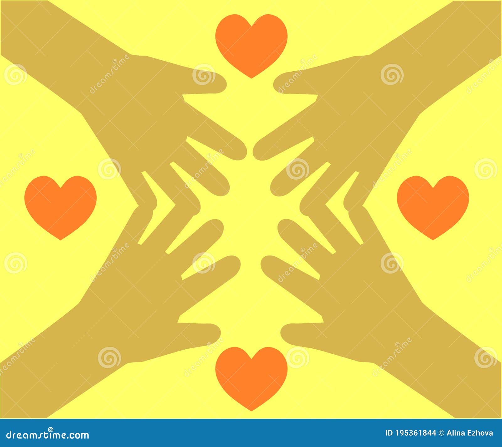 Handen Van Verschillende Mensen Samen. Symbool. Vector Vector ...