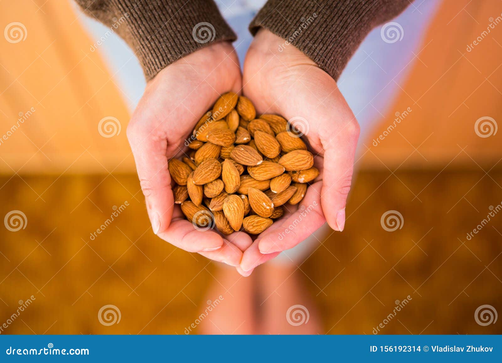 A Handful of Almonds in Female Hands Stock Photo - Image of nature ...