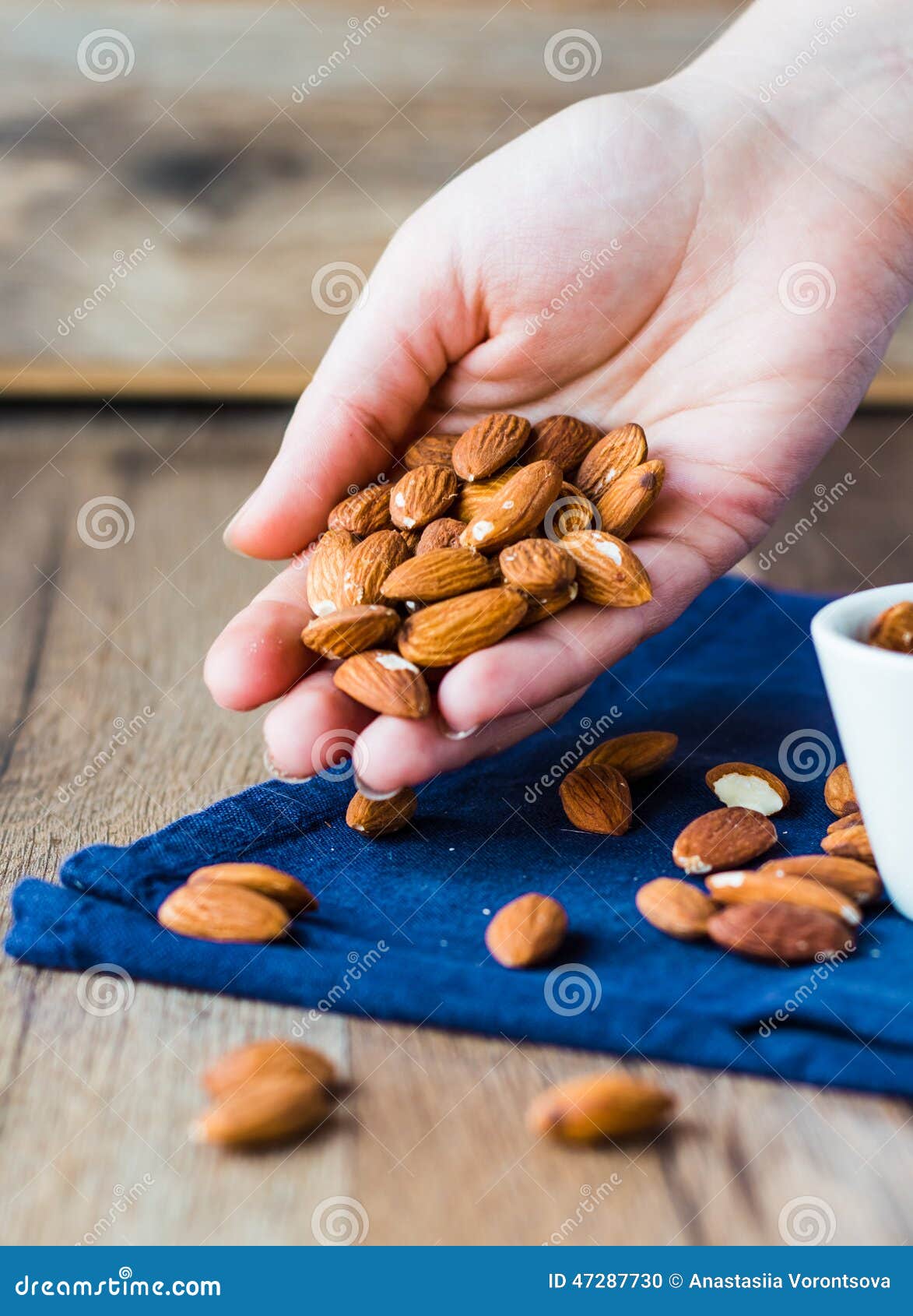 A Handful of Almonds in His Hand Stock Photo - Image of natural ...