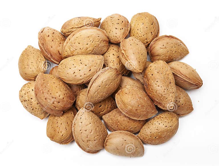 A Handful of Almonds Isolated Stock Image - Image of group, banner ...