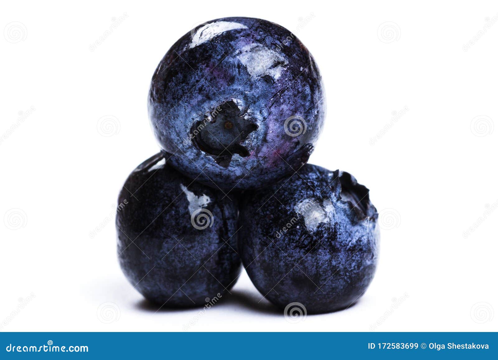 A Handful of Blueberries Close-up Isolated on White Background Stock ...