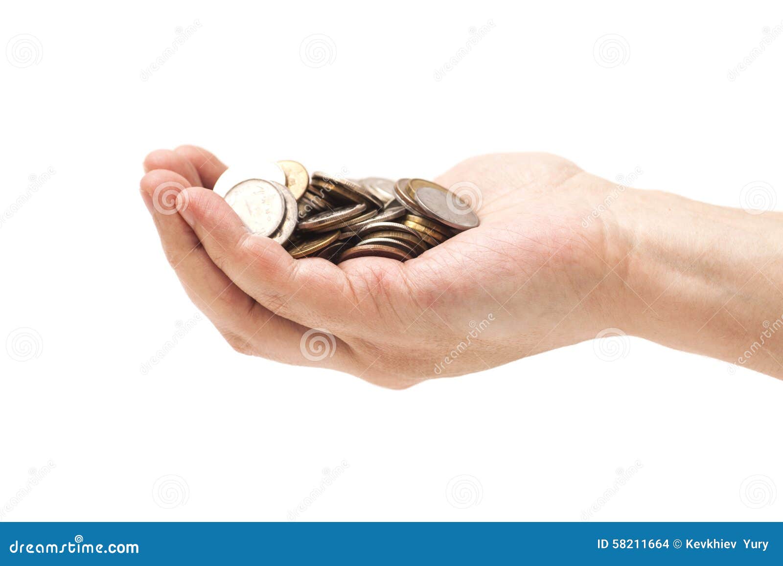 Handful of Coins in Palm Hand Stock Photo - Image of coins, giving ...