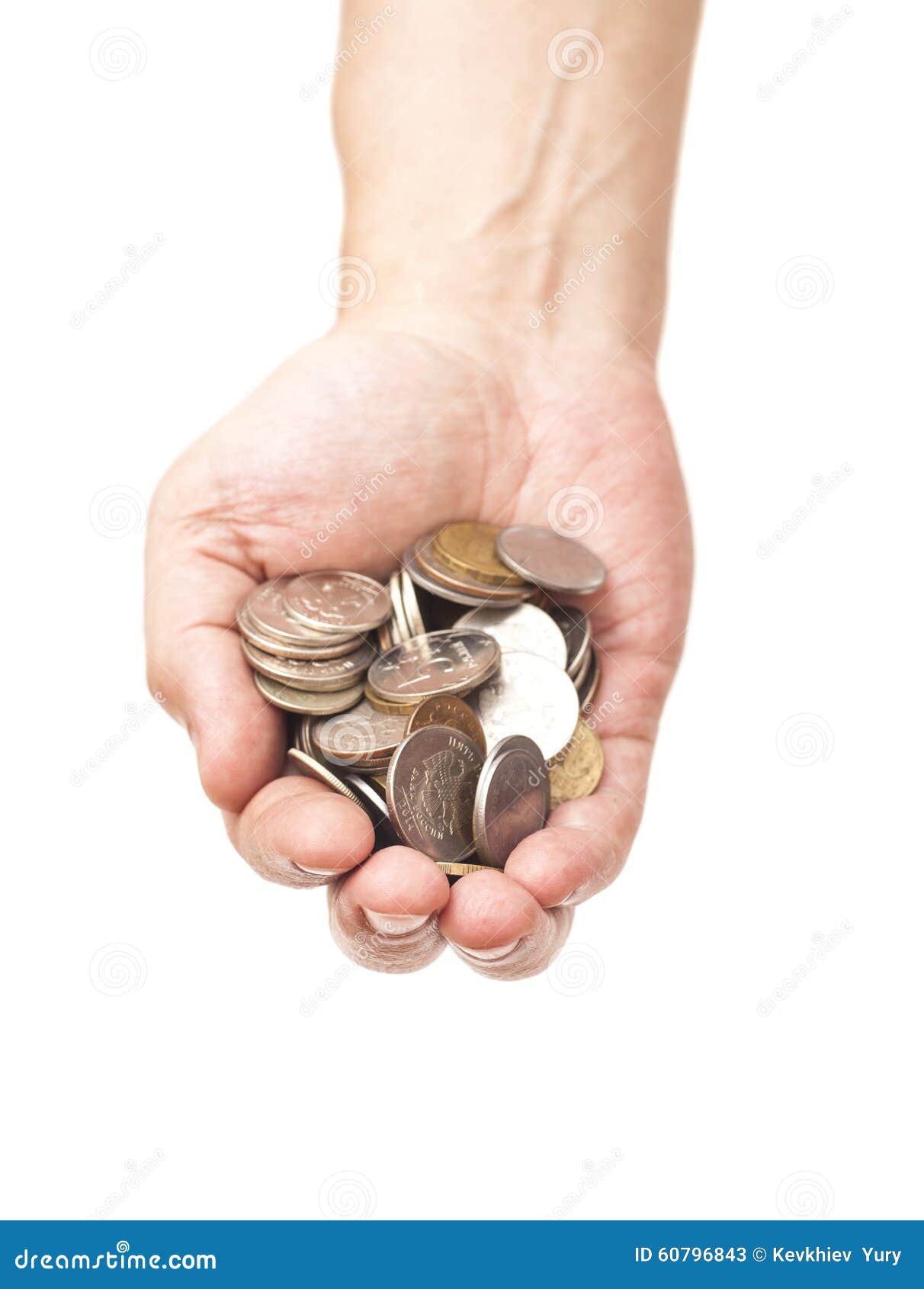 Handful of Coins in Palm Hand Stock Image - Image of giving, bank: 60796843