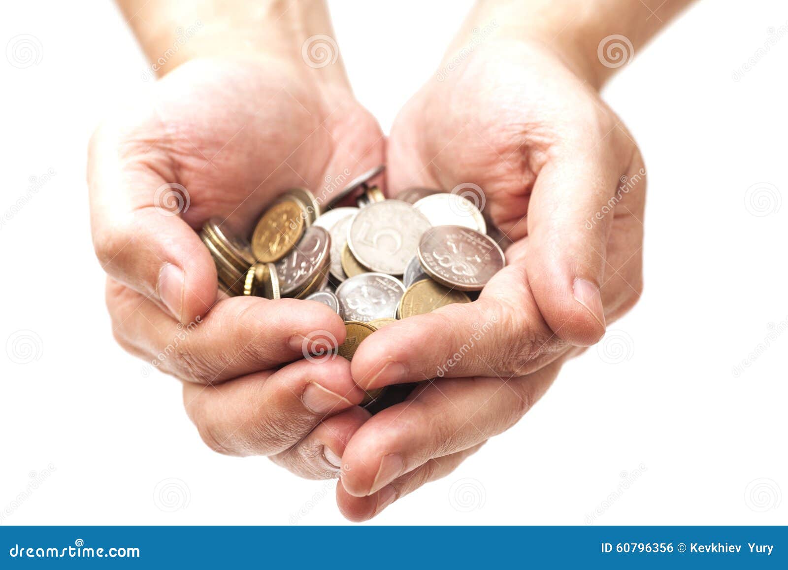 Handful of Coins in Palm Hands Stock Photo - Image of copper, bunch ...