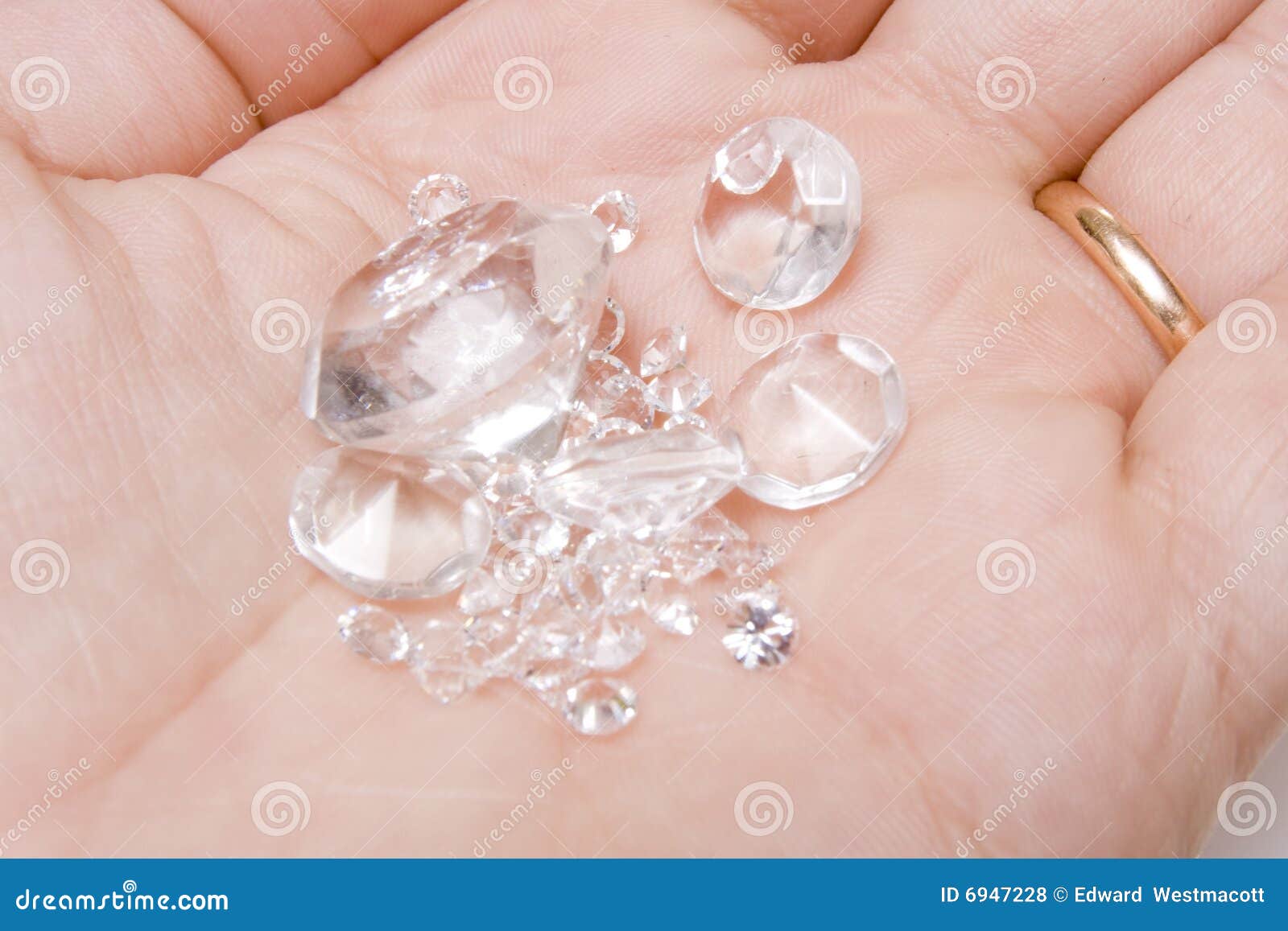 Handful of diamonds stock photo. Image of palm, wedding - 6947228